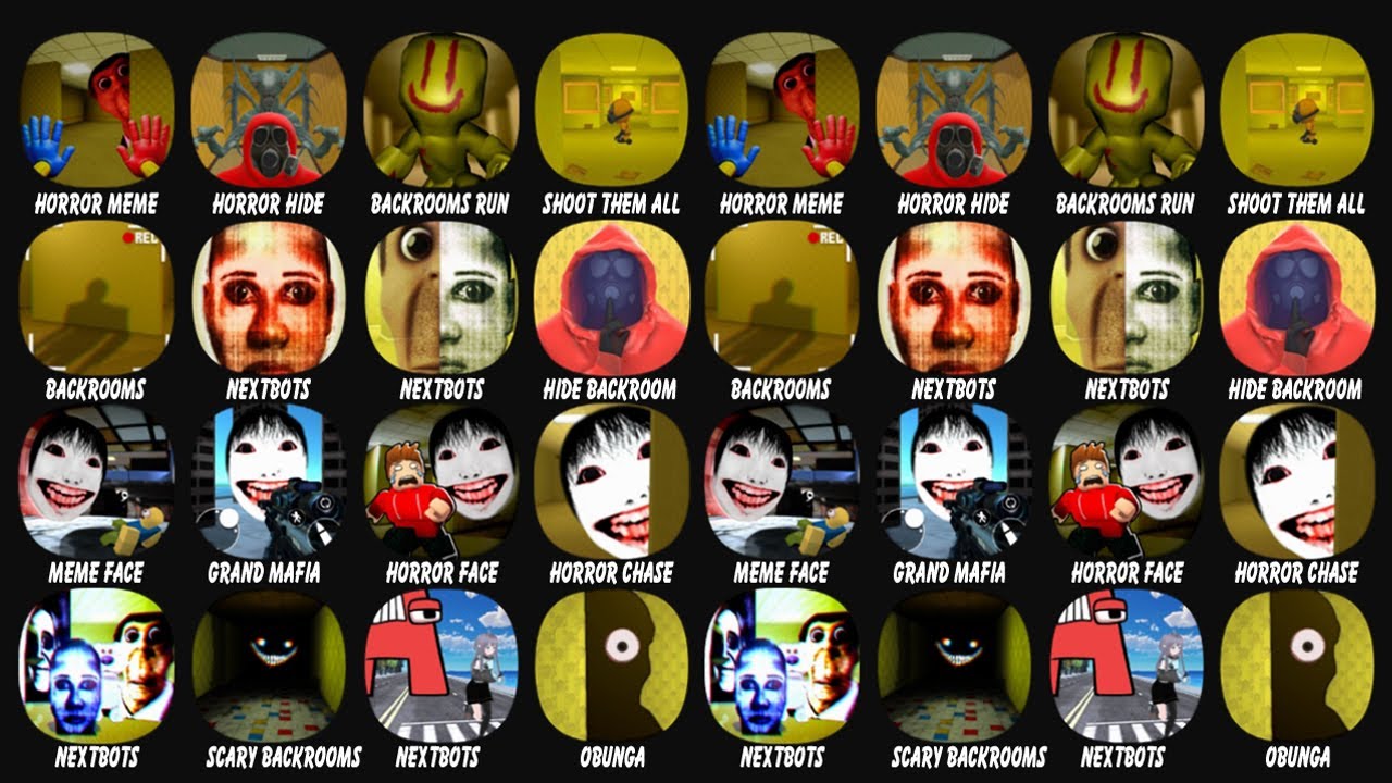Horror Meme ( Backrooms Run + Shoot Them All + Nextbots + Hide + Meme ...