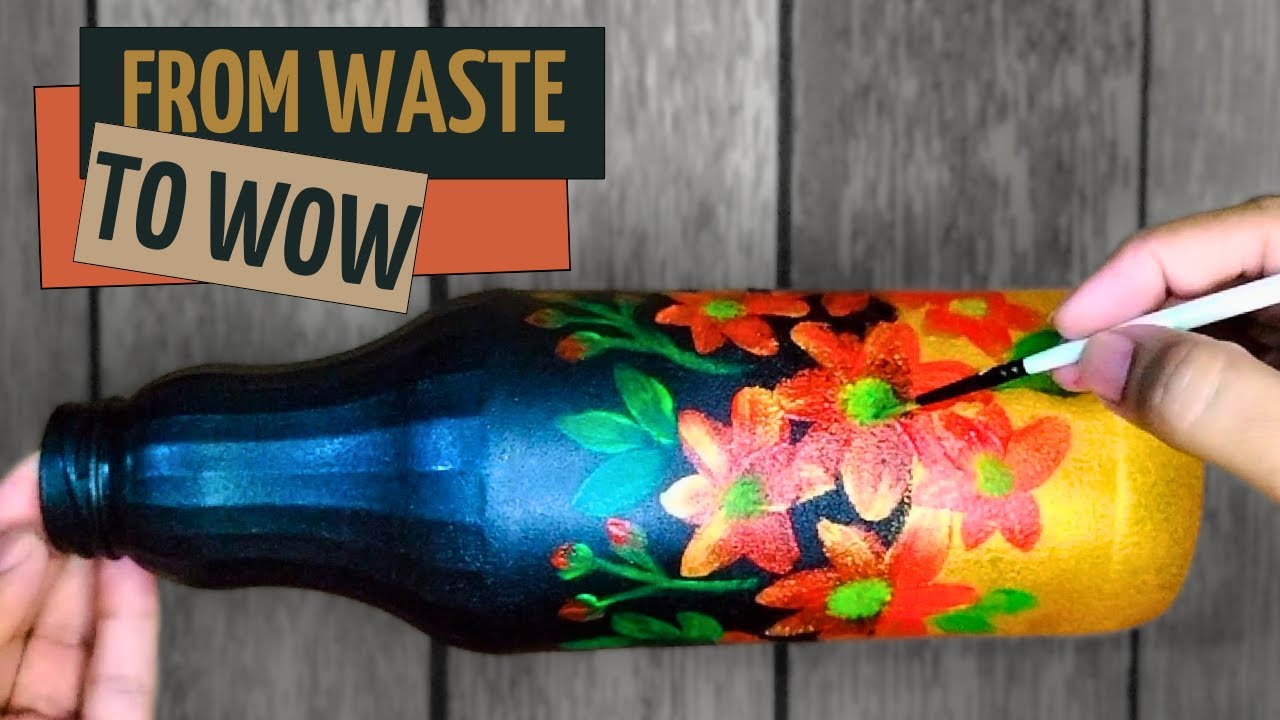 Simple Bottle Art Makeover DIY: From Waste to Wow! v38 - YouTube