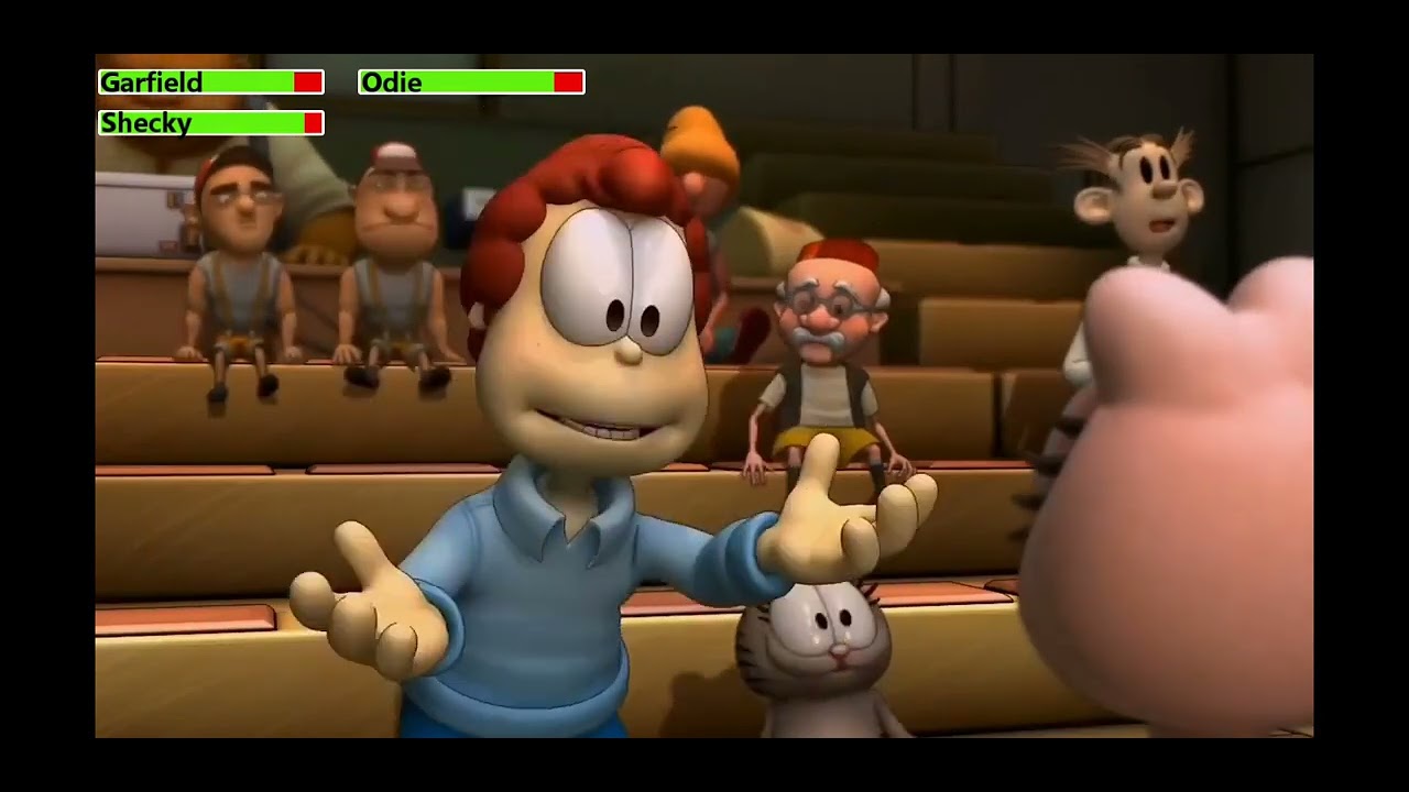 Garfield Gets Real (2007) Hotel Muncie Escape Scene with Healthbars 1/2 ...