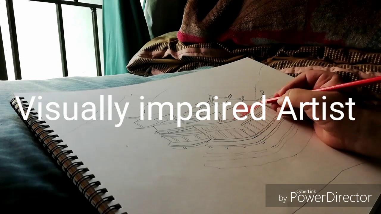 Landscape drawing by visually impaired Artist hs - YouTube