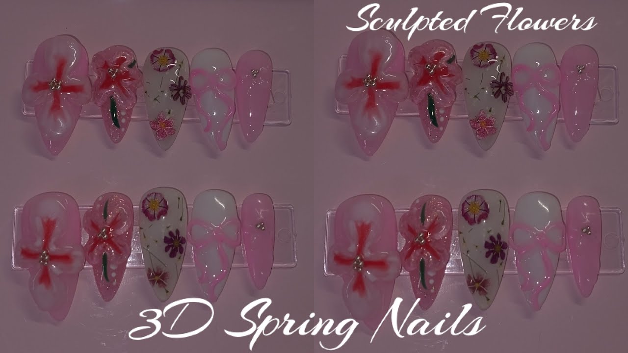 SPRING NAILS 🪷🌱 | 3D Sculpted Flowers + How To Do 3D Nail Art - YouTube