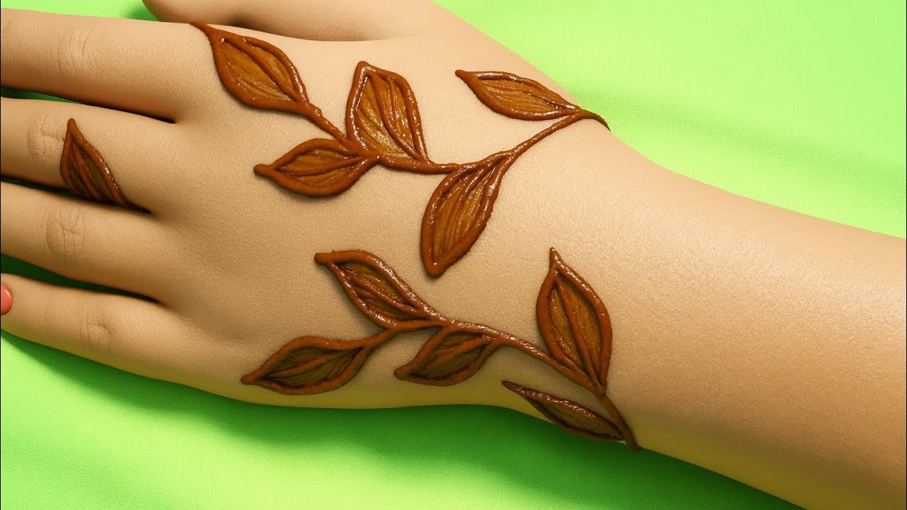 Simple Leaf Mehndi Design | Stylish Back Hand Mehndi | Easy Mehndi for ...