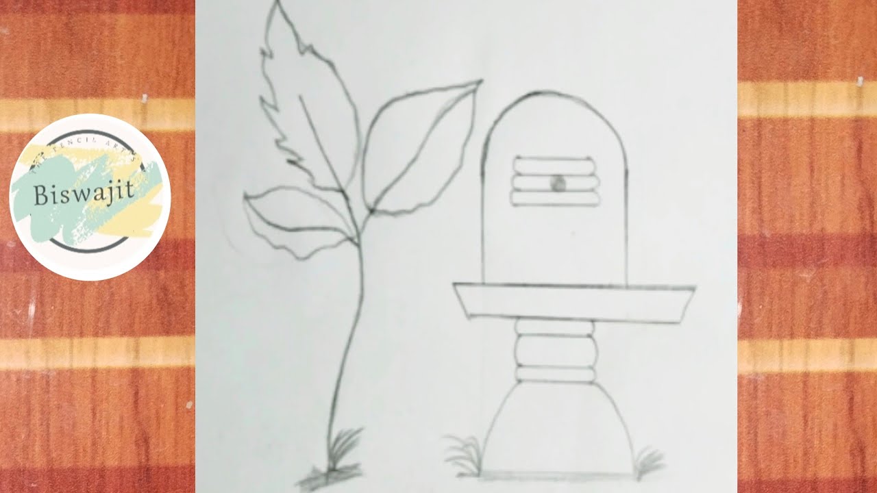 Easy Shivlingam for Bel Patra drawing | Sivan drawing for pencil ...