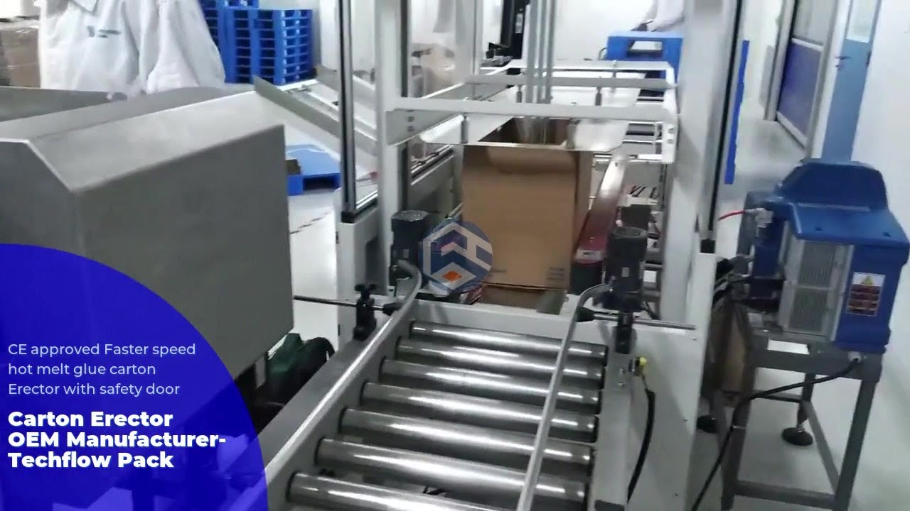 Hot melt glue carton erector-Automatic Techflow Pack Carton Bottom glue sealing Case Erector ...