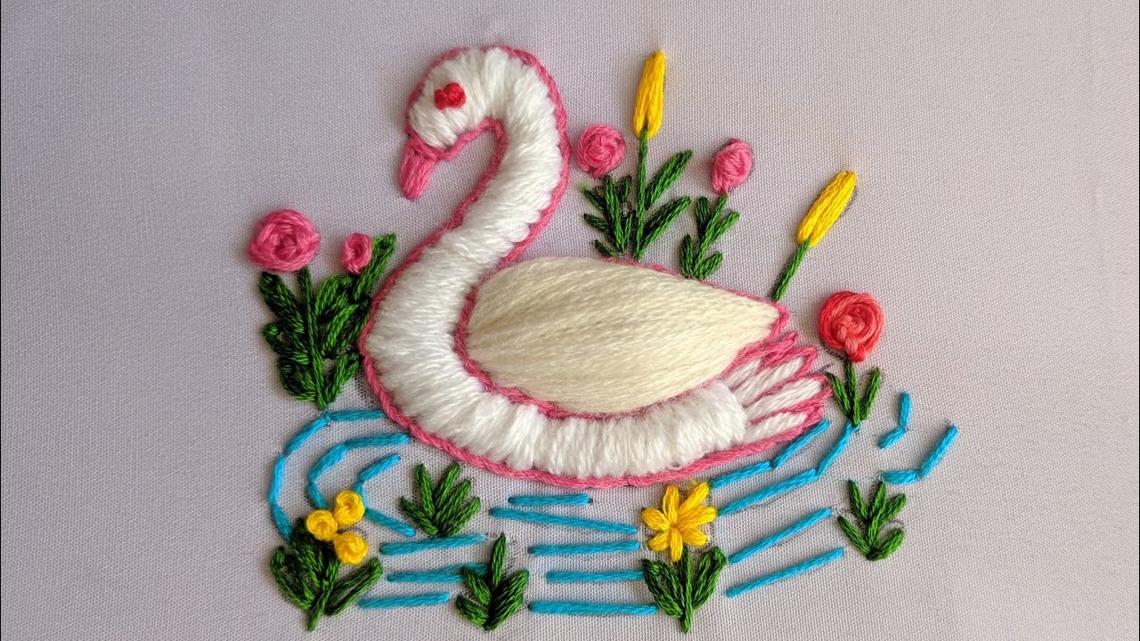 Hand Embroidery:🦆Duck design tutorial | Beautiful & 3d Bird design ...
