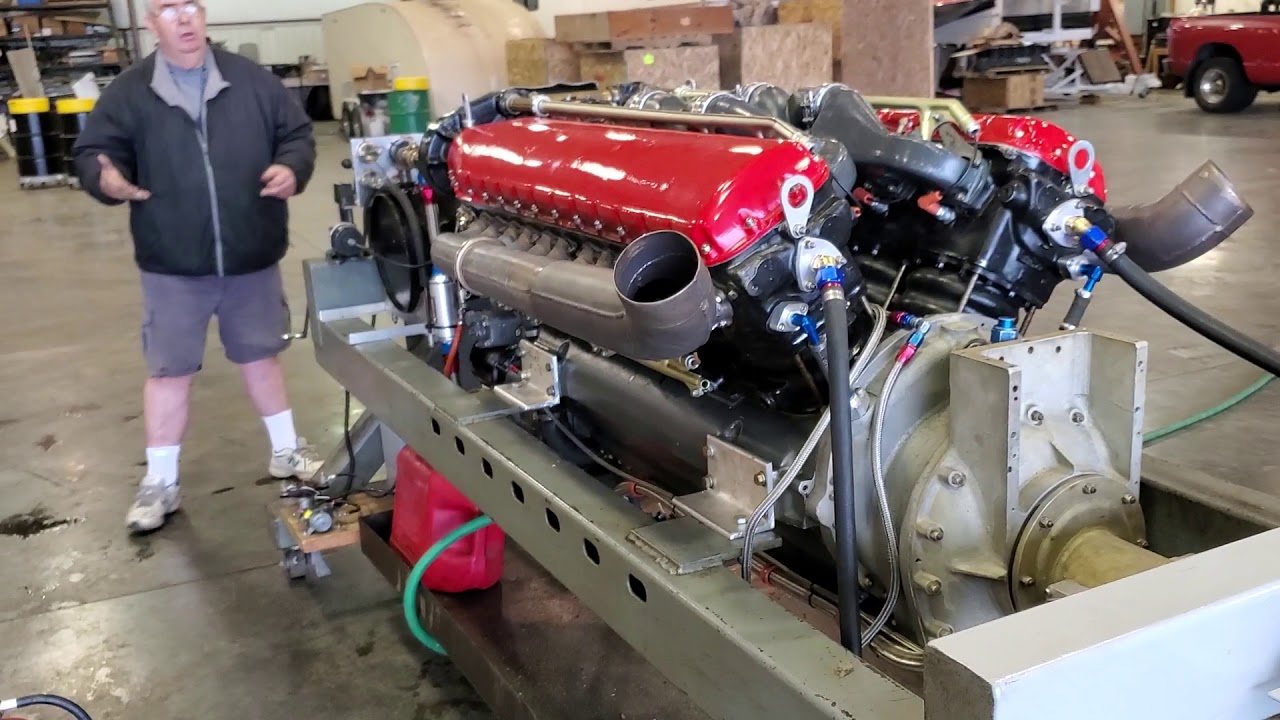 Allison 1710 V-12 test fire - YouTube