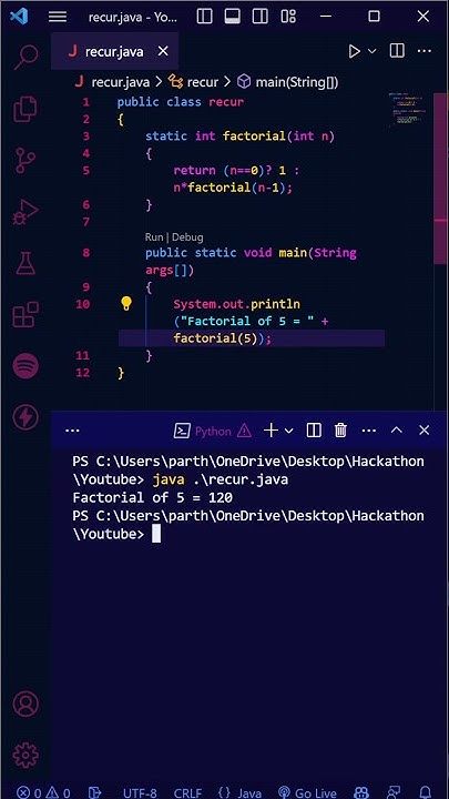 Recursion & Ternary Operator Factorial | JAVA | Speed Coder Parth #java #codingtutorial # ...