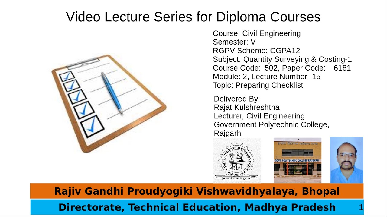 QSC-1 - Lecture 15 -Preparation of Checklist - YouTube