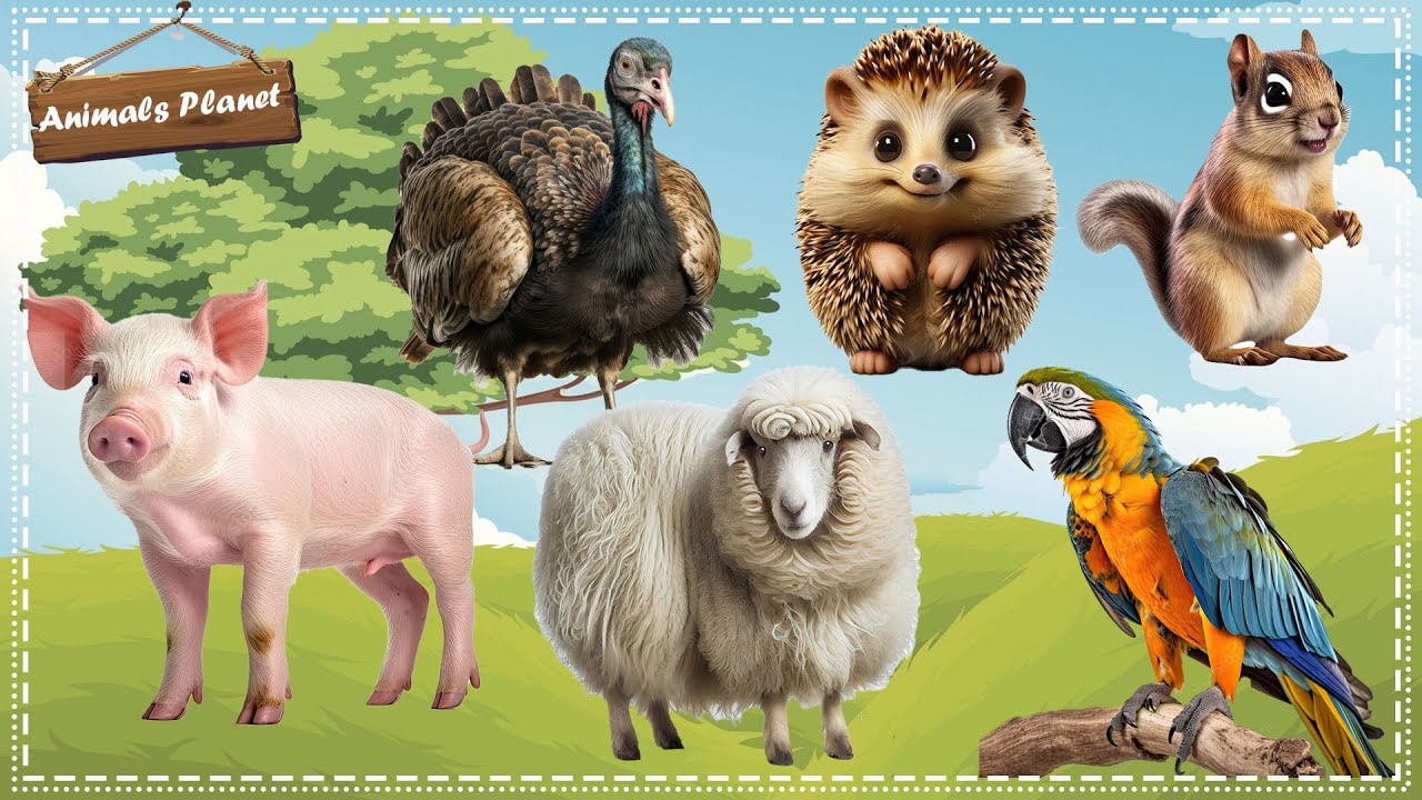 Familiar Animals Life: Sheep, Parrot, Turkey, Pig, Squirrel, Porcupine ...