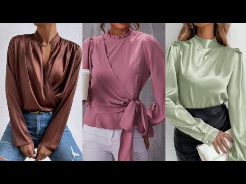 very impressive and demanding Satin Silk blouse designs business woman 2022 || Satin Blouses Designs