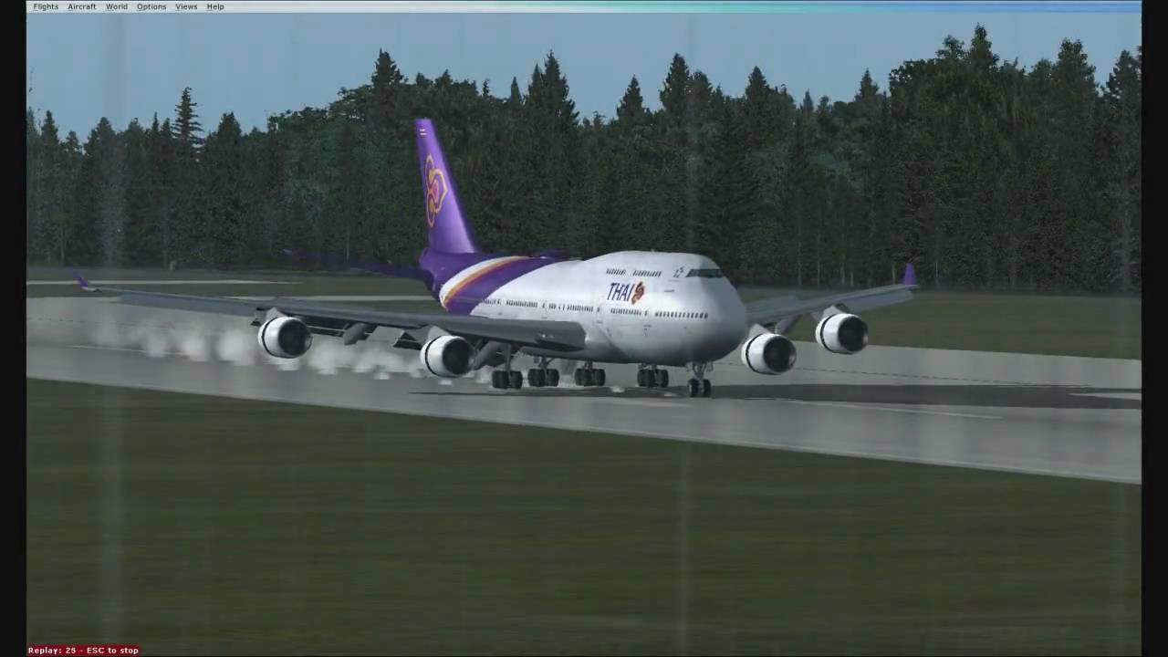 Boeing -747 Short Field, Thunderstorm,Crosswind Landing - YouTube