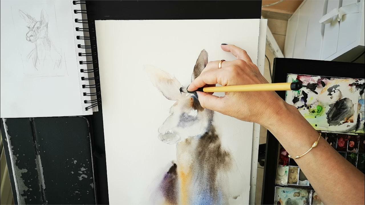 Kangaroo with Watercolor. Painting in real time. - YouTube
