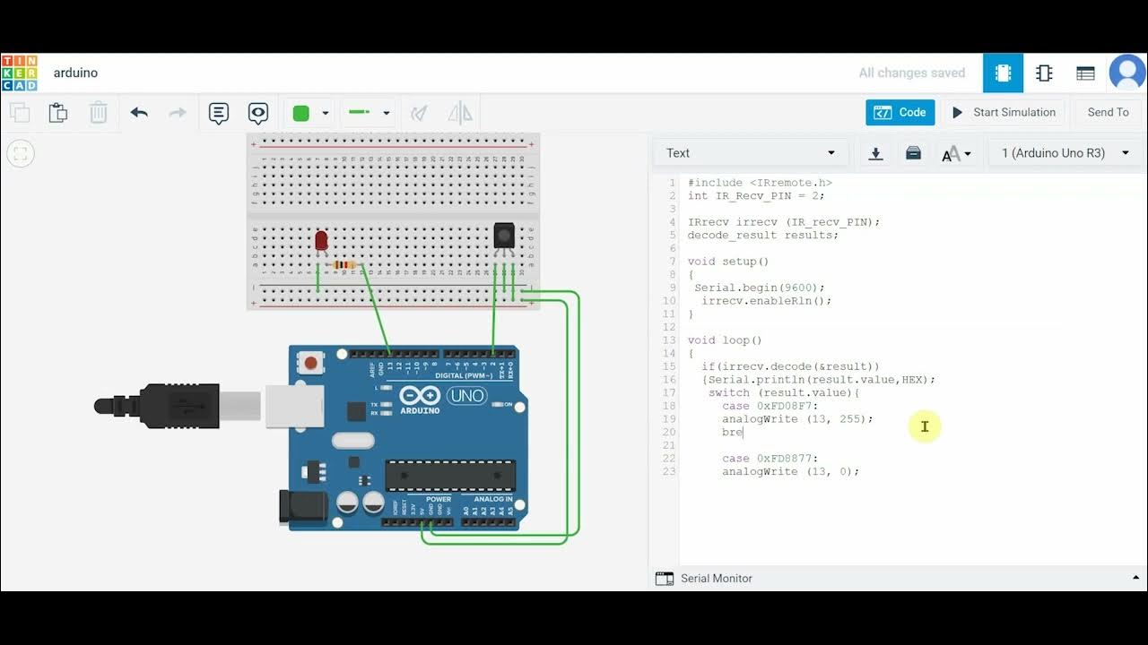 cara menyalakan lampu menggunakan IR sensor tinkercad arduino - YouTube