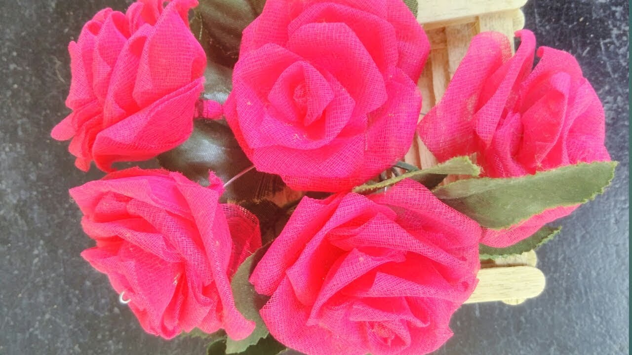 Rose Flower From Organdy Cloth | net cloth flower - YouTube