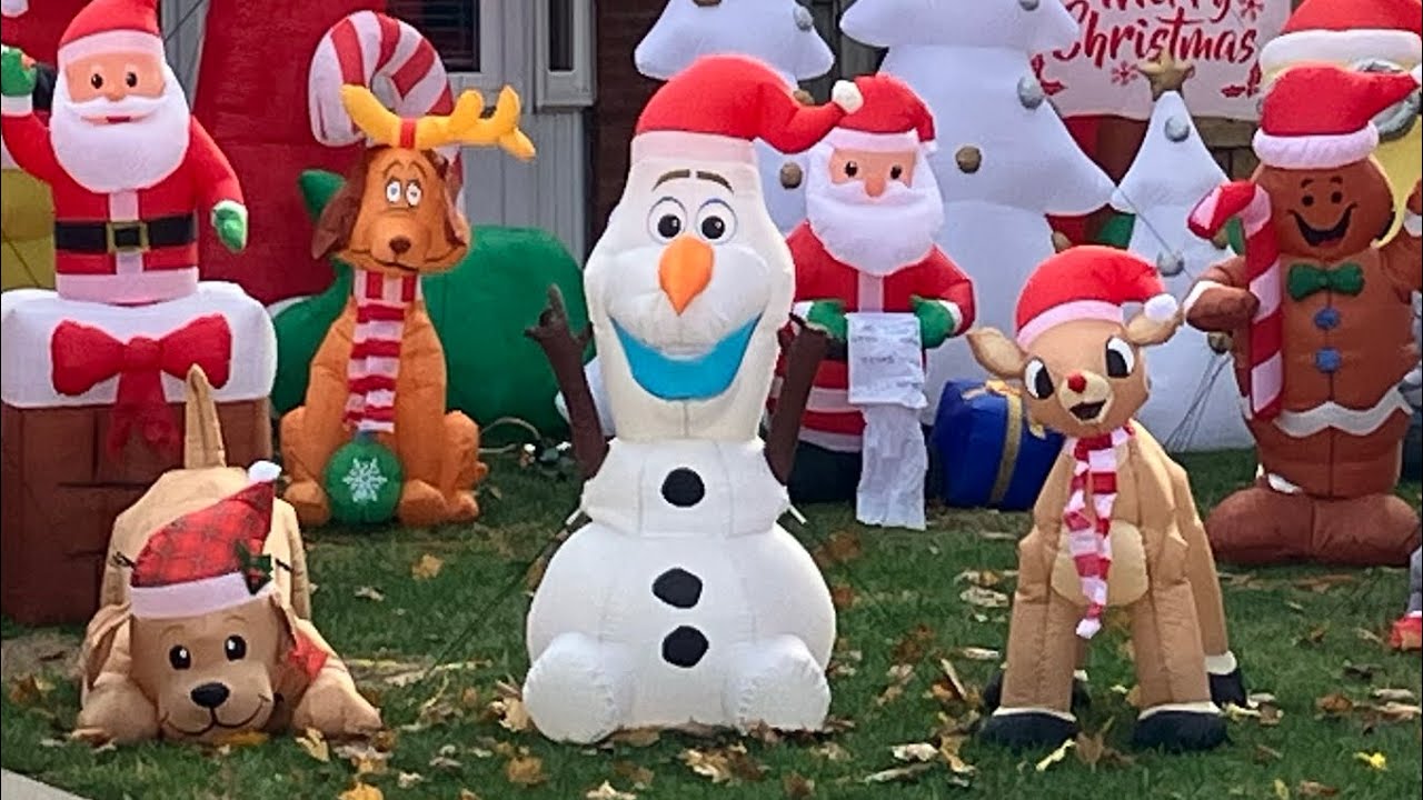 4ft dog & 4ft rudolph & 4ft santa with list & 5ft max inflatables # ...