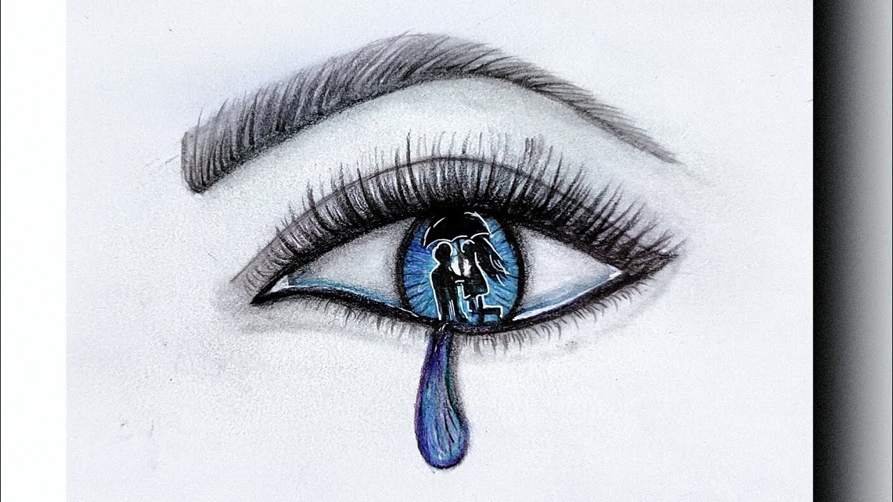 How to draw a tearful eye||Realistic eye drawing|| Pencil sketch couple ...