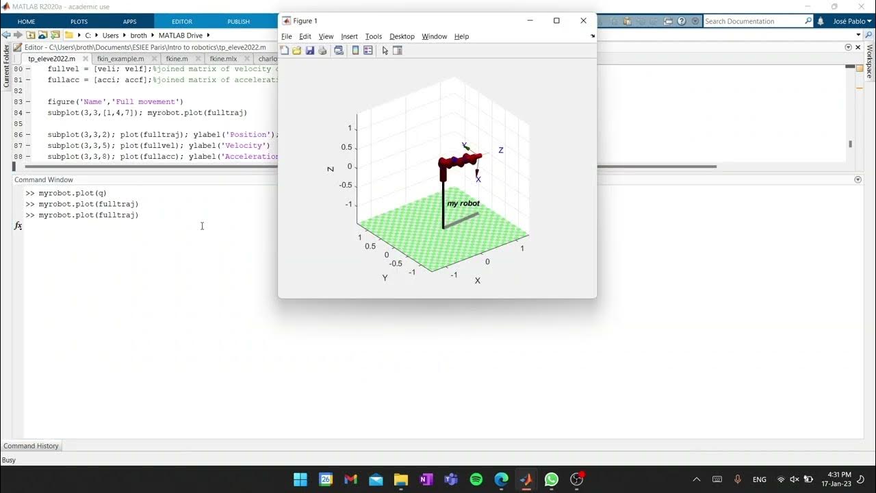 TP2 Serial Link Robot movement Matlab - YouTube