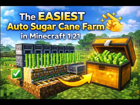 The EASIEST Auto Sugar Cane Farm in Minecraft 1.21 - YouTube