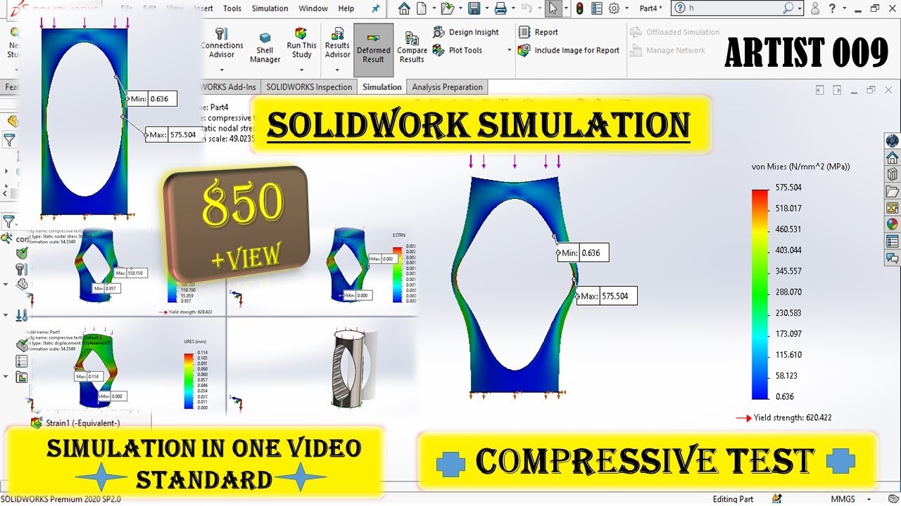 Solidworks Simulation | How to do compressive test in Solidworks - YouTube