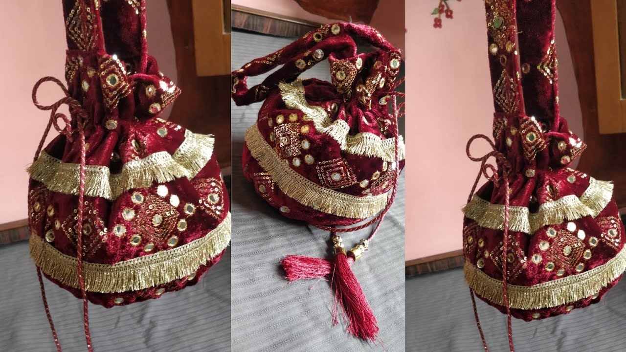पोटली बैग कैसे बनाएं || Potli bag cutting and stitching|| Potli bag ...