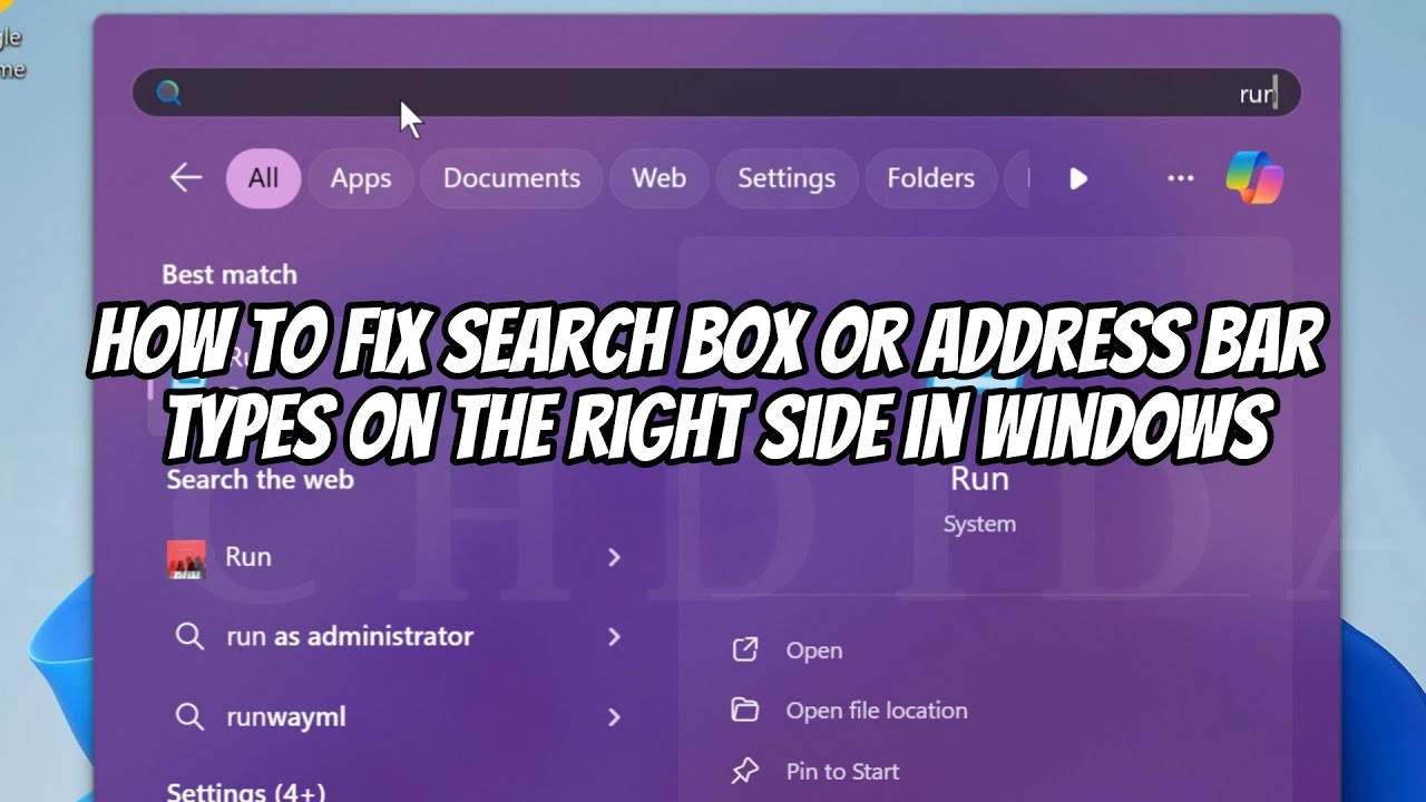 How to Fix Search Box or Address Bar Types on the Right Side in Windows ...