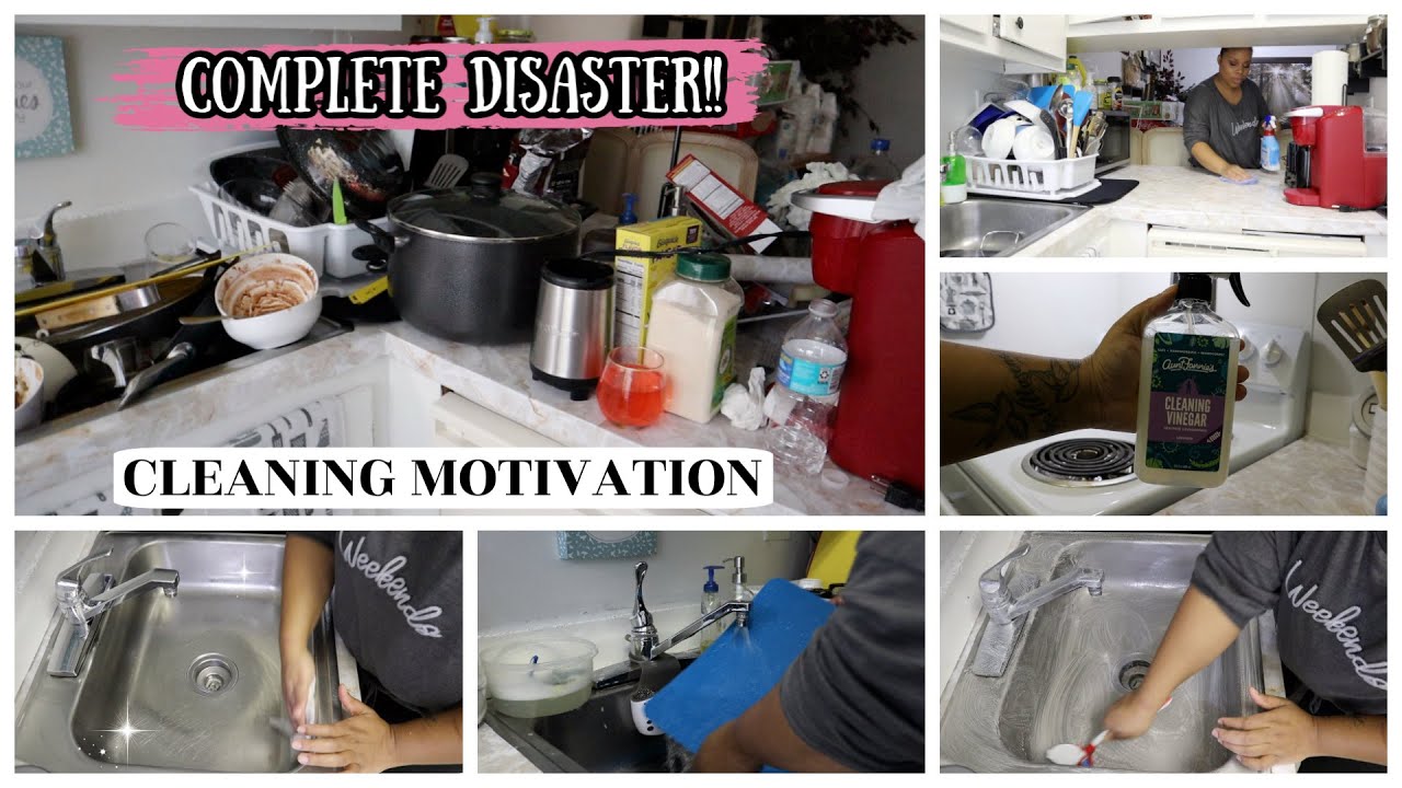 COMPLETE DISASTER CLEANING MOTIVATION!!// KITCHEN EDTION// ANGIE&THREE!! - YouTube