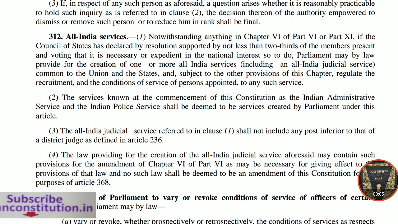 Article 312 of the Indian Constitution - YouTube