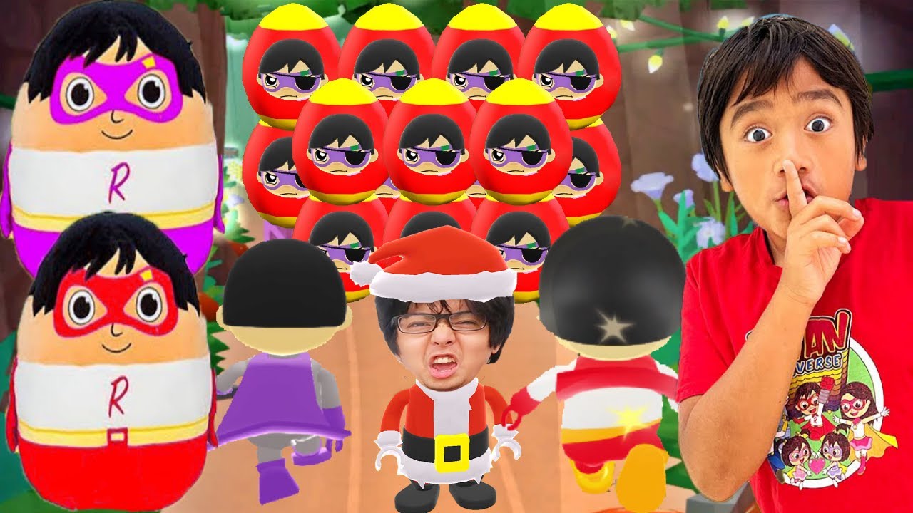 Tag with Ryan Triple Egg Surprise - Santa Ryan vs Dark Titan and Blue ...