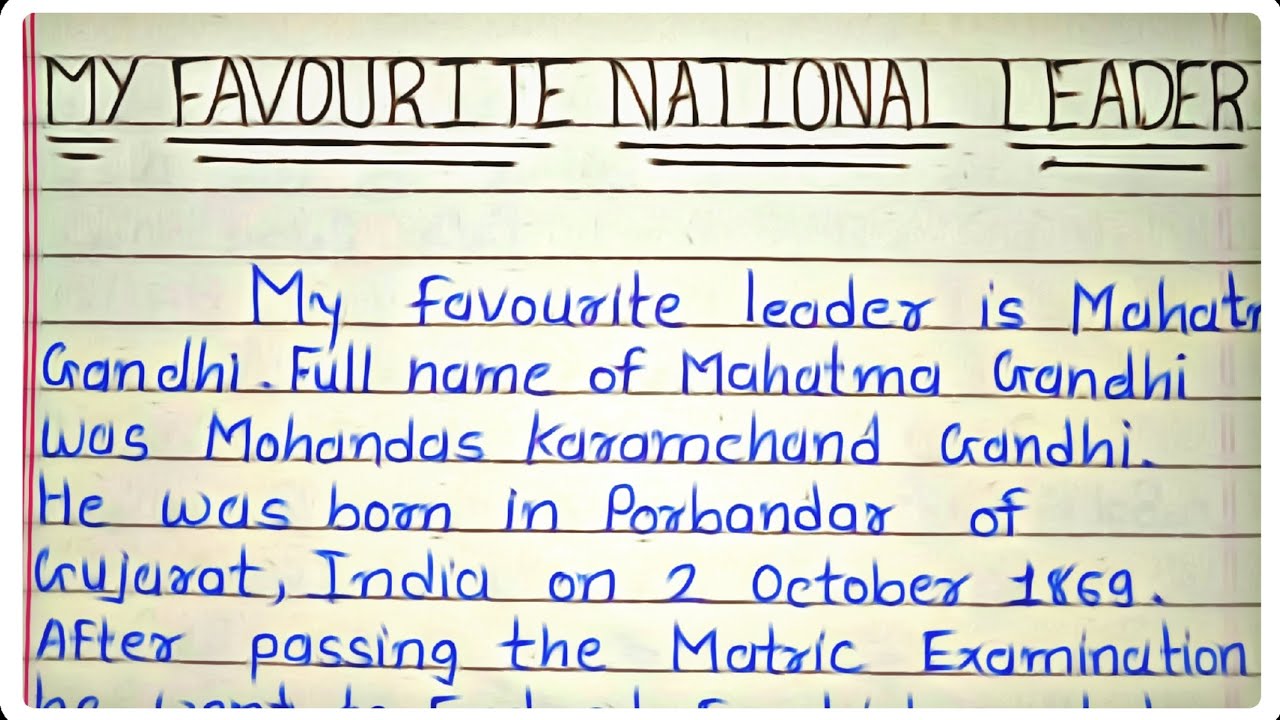My favourite national leader Essay | Essay on Mahatma Gandhi | Essay on ...