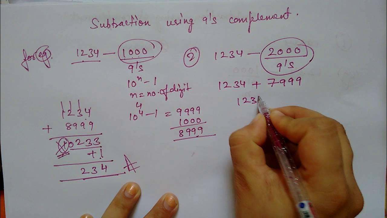 Subtraction using 9's complement - YouTube