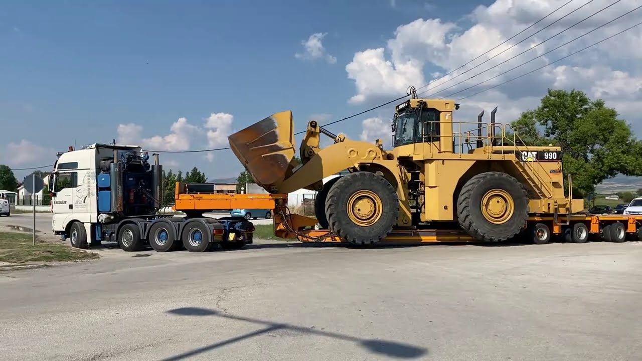 Transporting The Caterpillar 990 Wheel Loader - Fasoulas Heavy ...