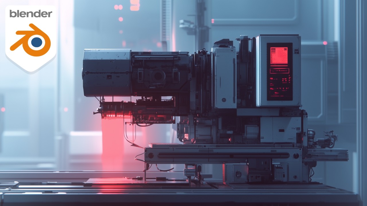 Timelapse of creating a Scifi/Industrial/Cyberpunk Machine in Blender ...