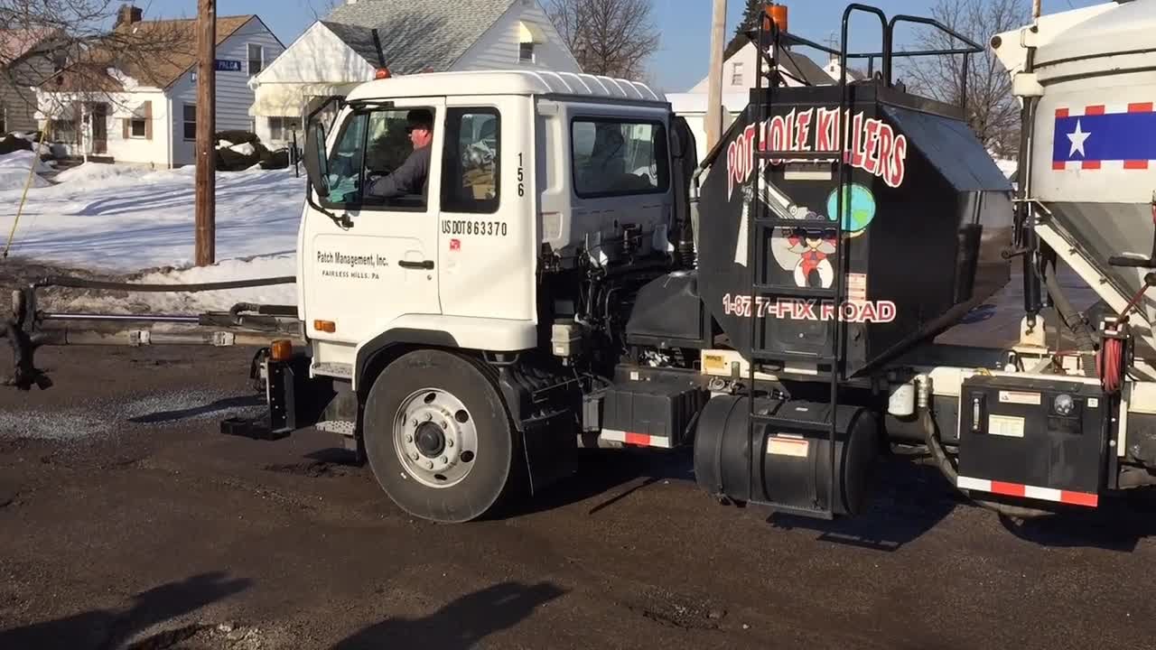 Pothole killer working on Cleveland streets - YouTube
