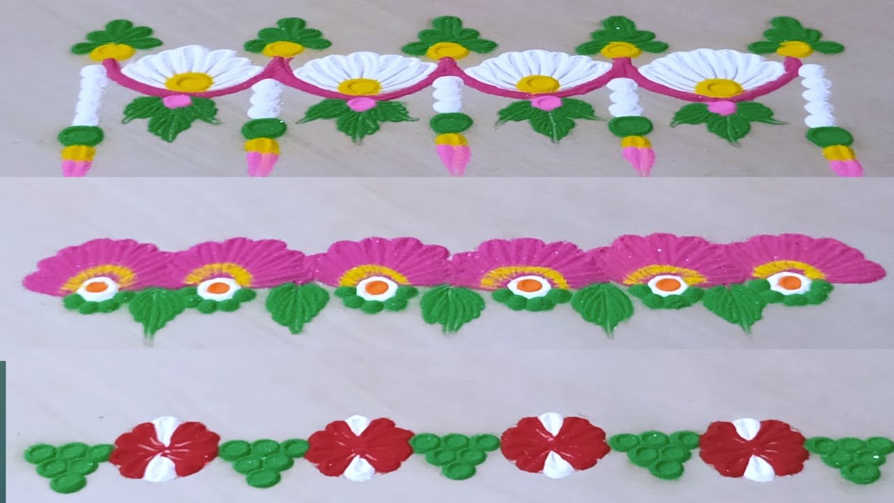 Border rangoli designs||Easy border rangoli||Gadapa muggulu - YouTube