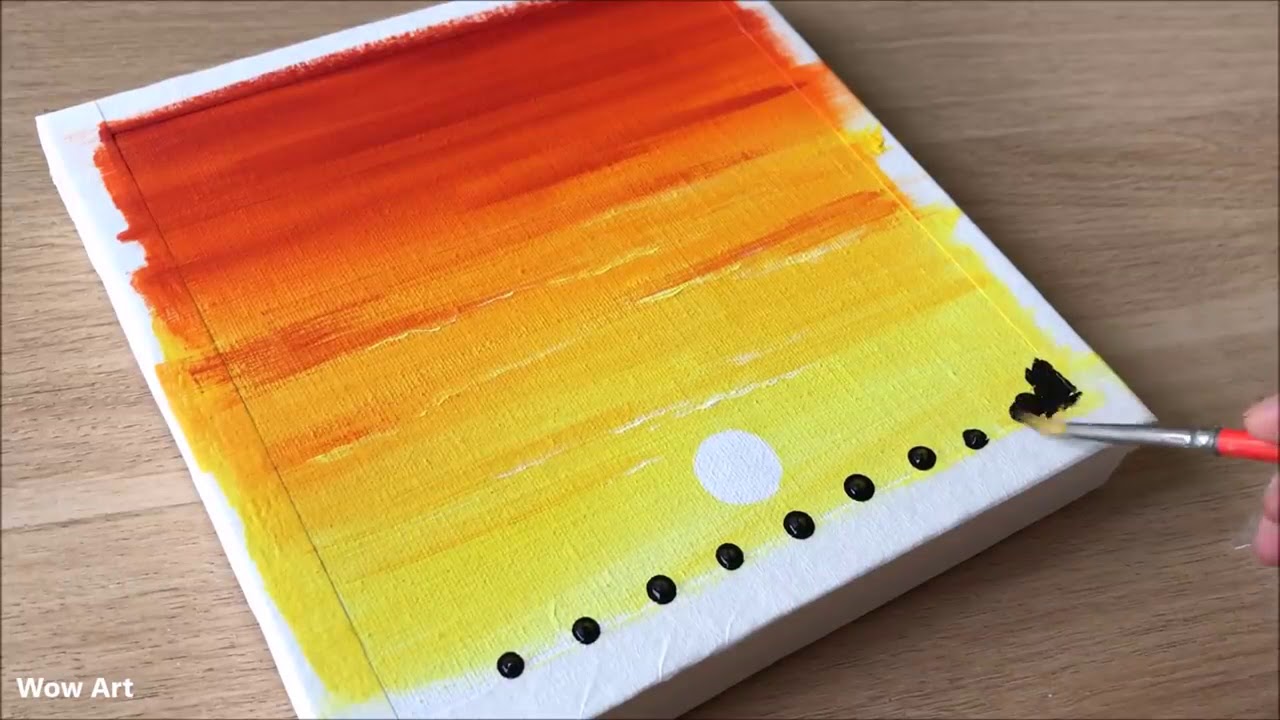 Daily Challenge #3 Easy Art Power lines at sunset painting - YouTube