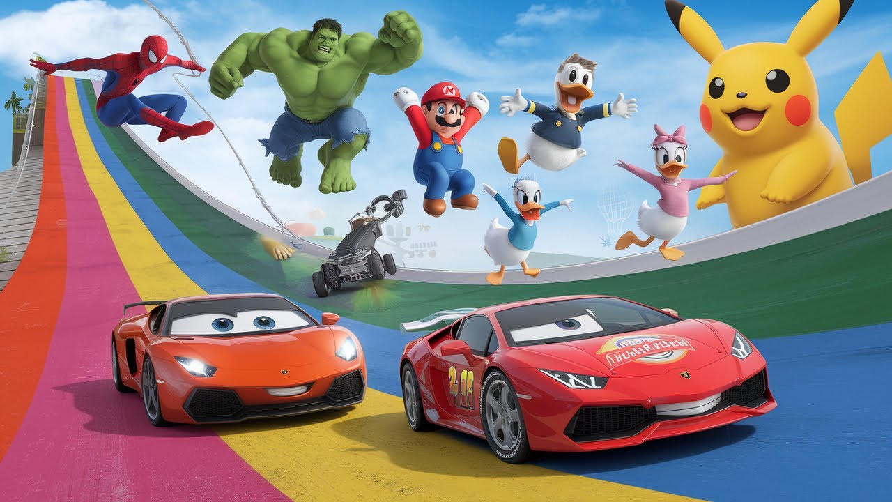 Spider-Man, Hulk & Donald Duck in an EPIC Parkour Stunt Race with Super ...