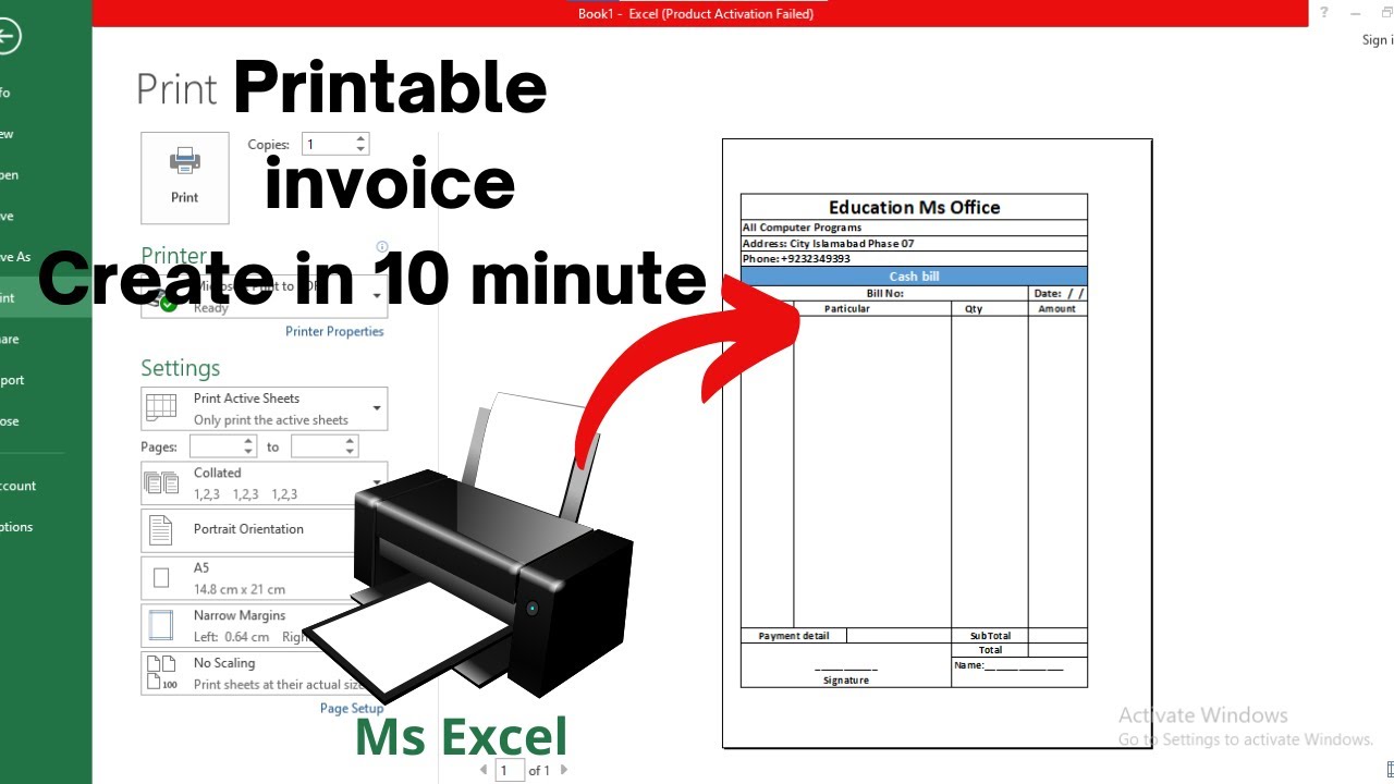How To Make Invoice In Excel A5 Paper Size Printable Invoice In How To Make Invoice In Excel A5 Paper Size Printable Invoice In
