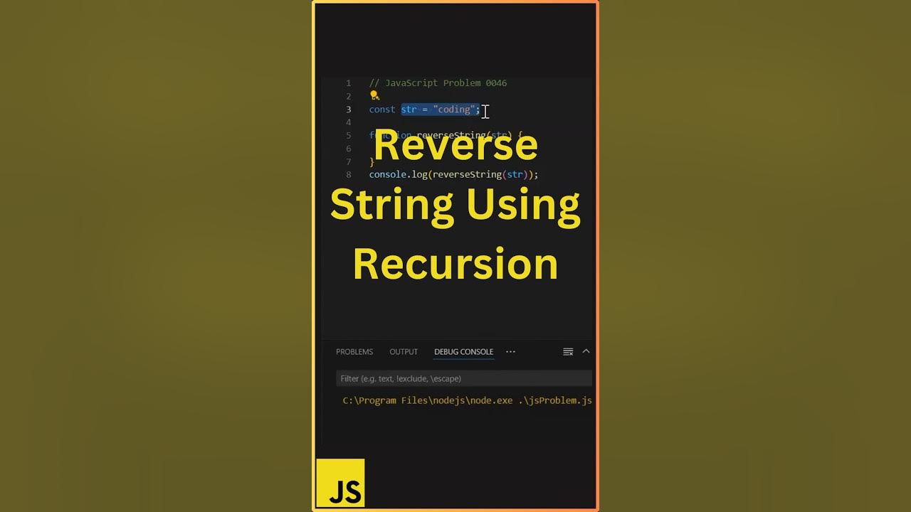 String Reversal With Recursion | #coding #javascript - YouTube