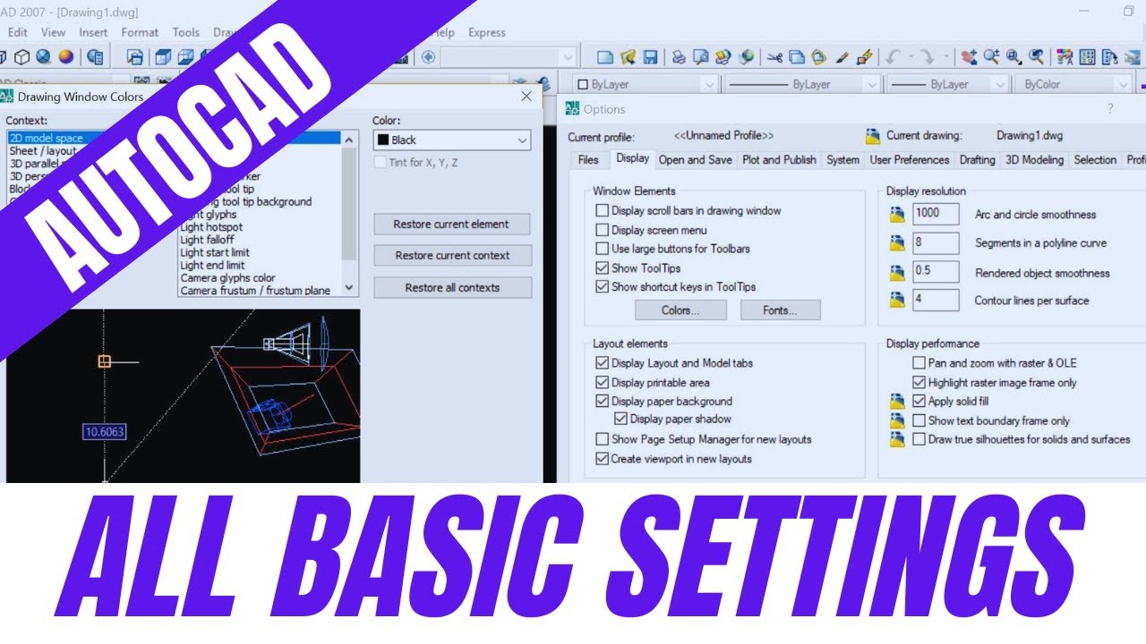 AUTOCAD ALL SETTINGS TUTORIAL FOR BEGINNERS - YouTube