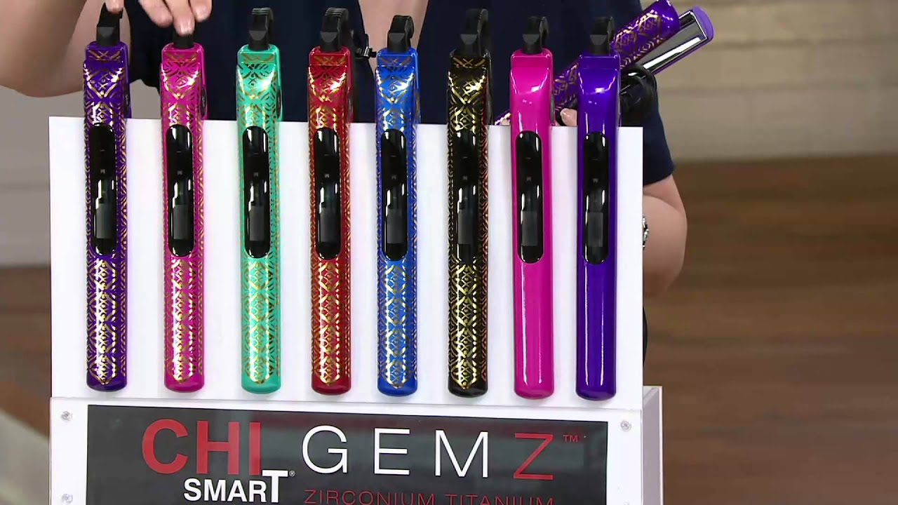 CHI Smart Gemz Volumizing Styling Iron w/ Clips & Quilted Thermal Bag ...