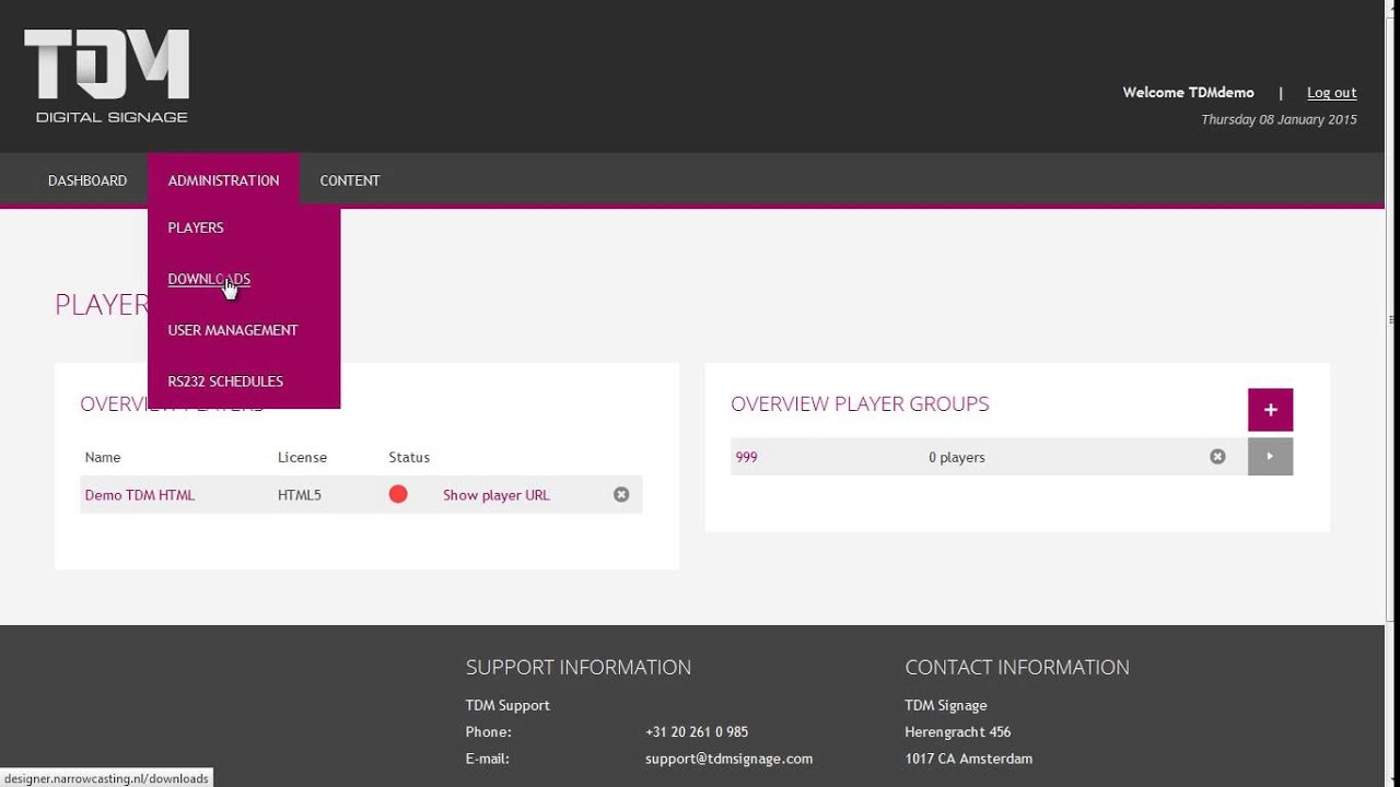 TDM digital signage Administration - YouTube