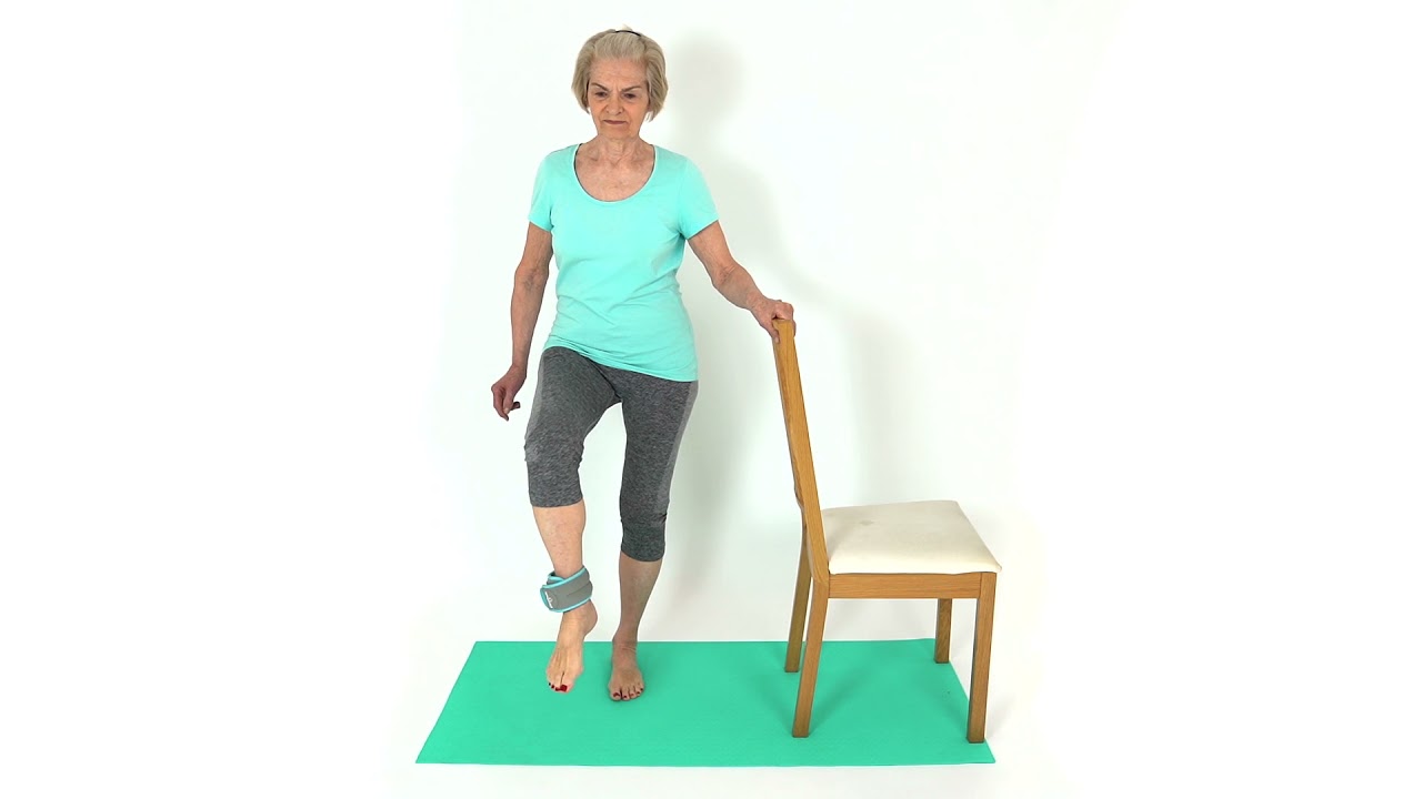 Hip Adduction with Flexion Weighted Standing - YouTube