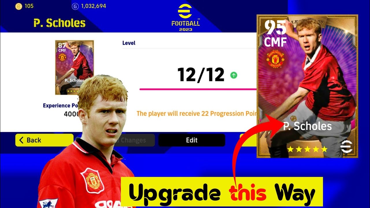 P. Scholes Max Rating Upgrade in Pes 2023 | Scholes Max Level ...
