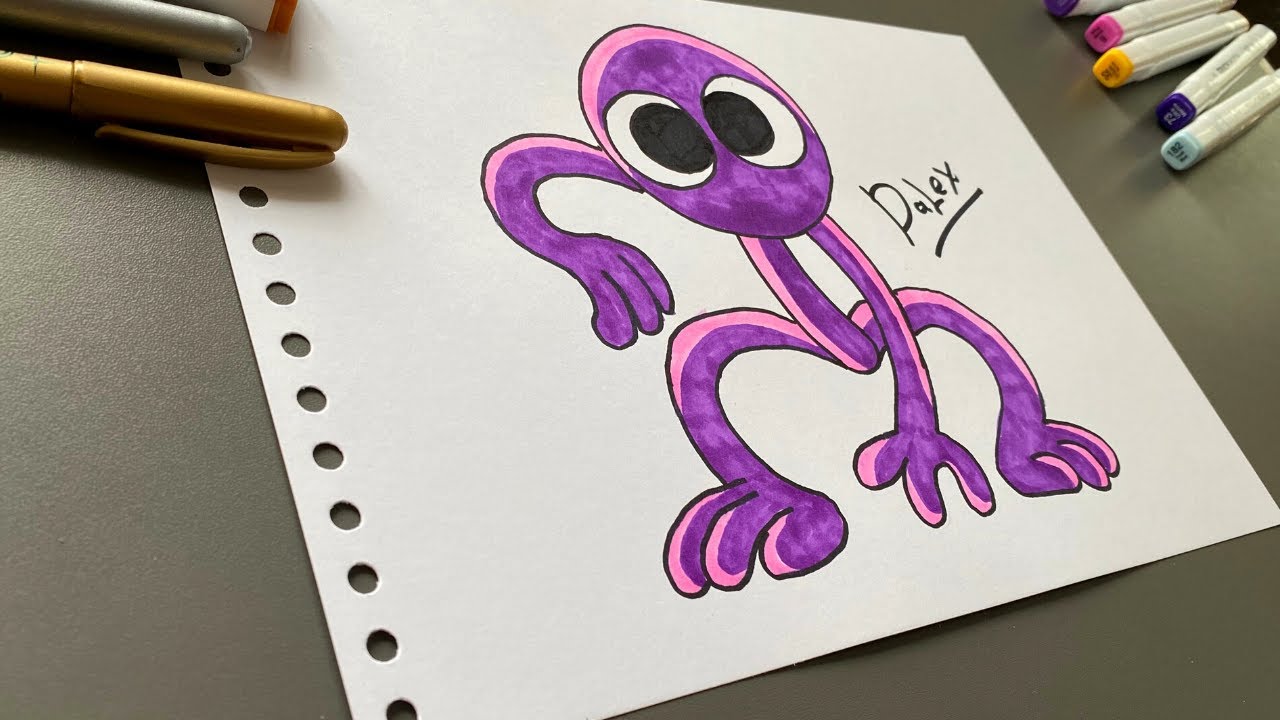 Rainbow Friends 🌈 How To Draw Purple | Draw & Color Art - YouTube