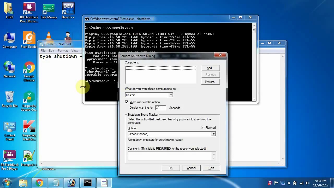 How to remotely shutdown any pc & wesites with ip using cmd - YouTube