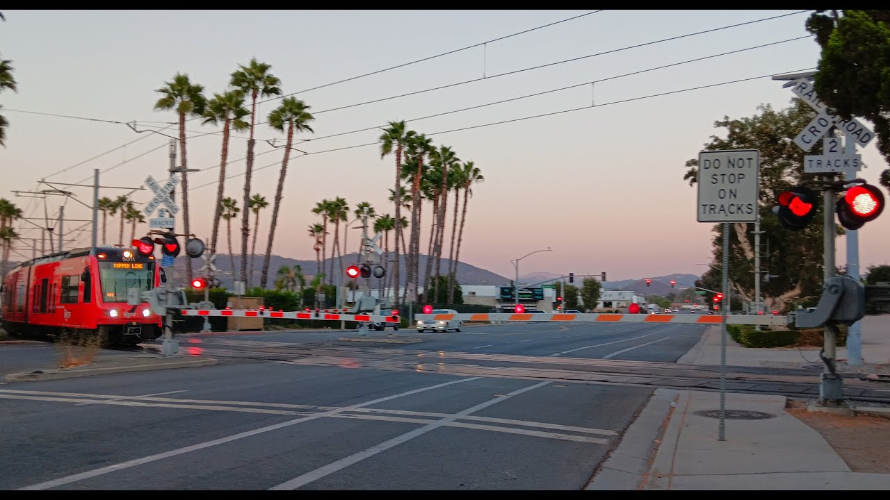 Copper Line Trolley & Parked Freight Train Cars In El Cajon (Bradley ...