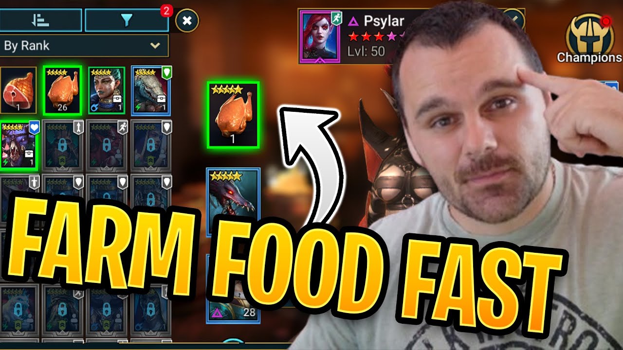 INFINITE FOOD? Best Way To Level And Rank Up Champions FAST | Raid ...