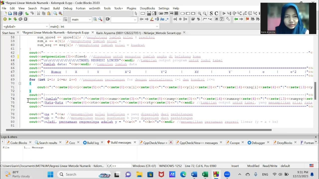 Program Regresi Linear - Kelompok 8 - Karin Aryasma - YouTube