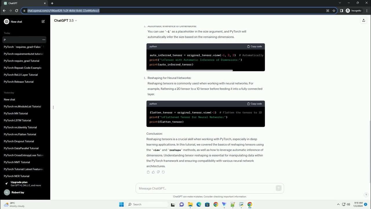 Pytorch Reshape Tensor Youtube
