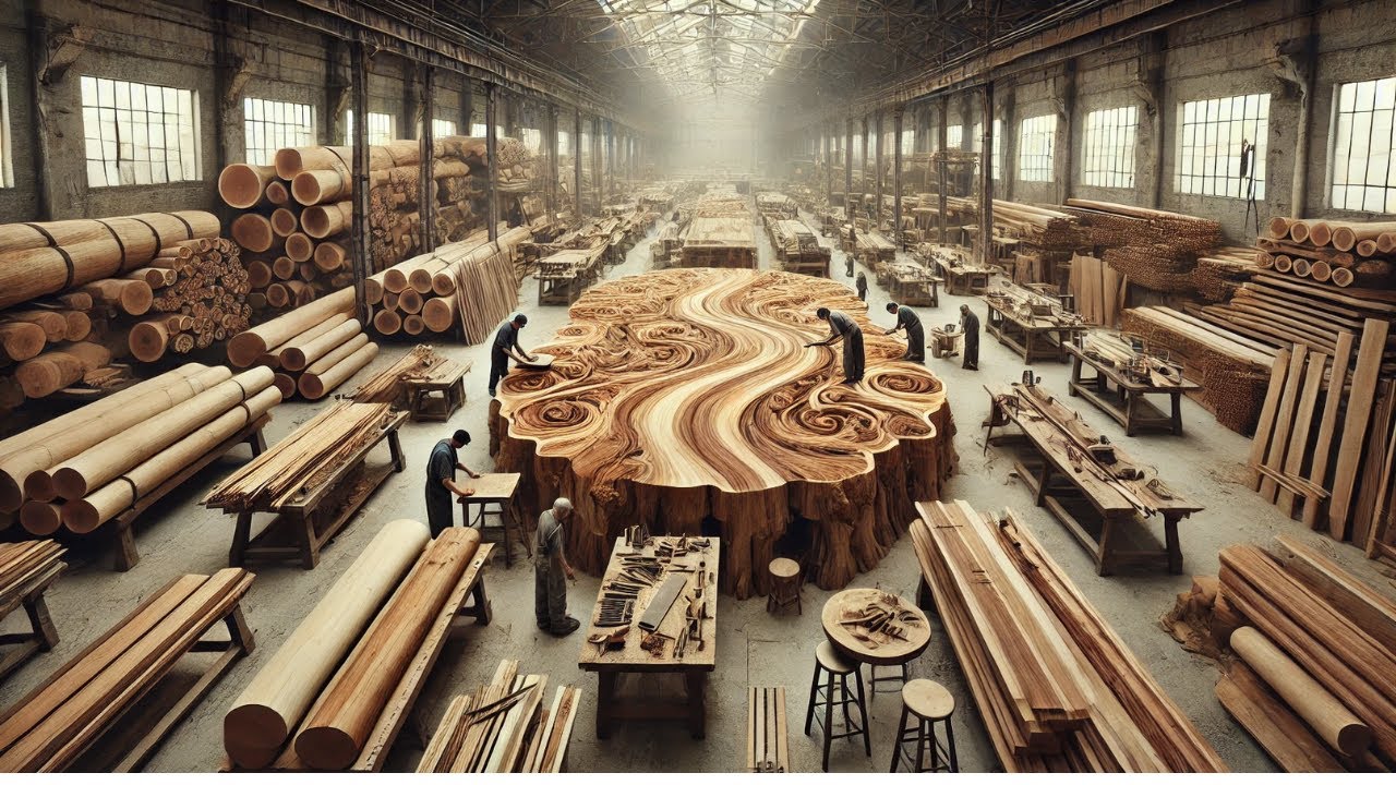 skillful hands, processing wood into works more precious than gold ...